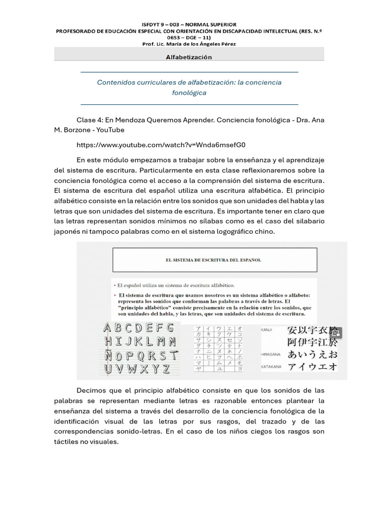 Clase 4 - Contenidos Curriculares de Alfabetizacion | PDF | Fónica ...