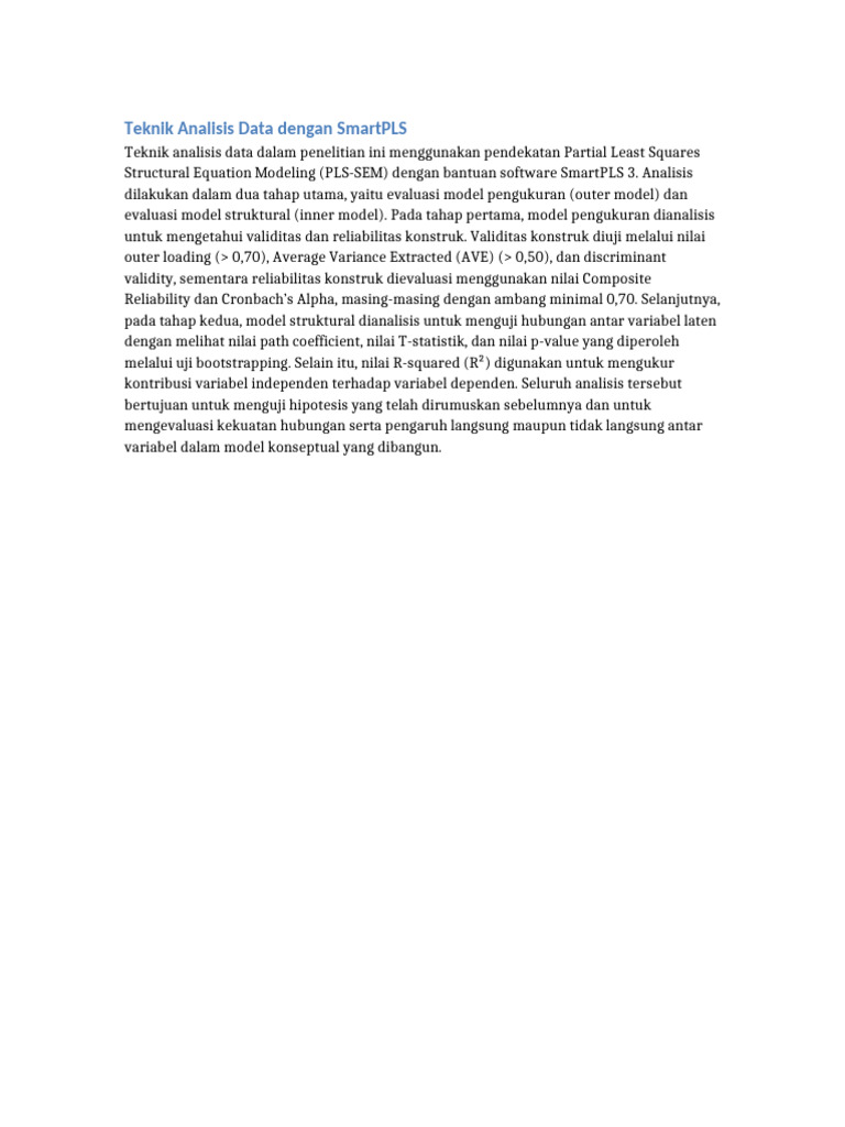 Teknik Analisis Data SmartPLS | PDF