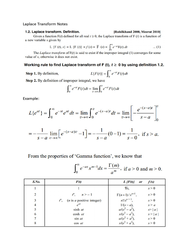 Laplace Transform Overview and Examples | PDF