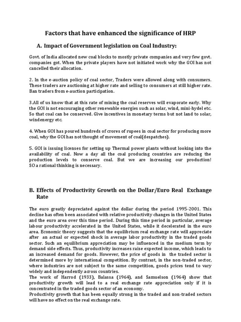 Factors That Have Enhanced The Significance of HRP: A. Impact of ...