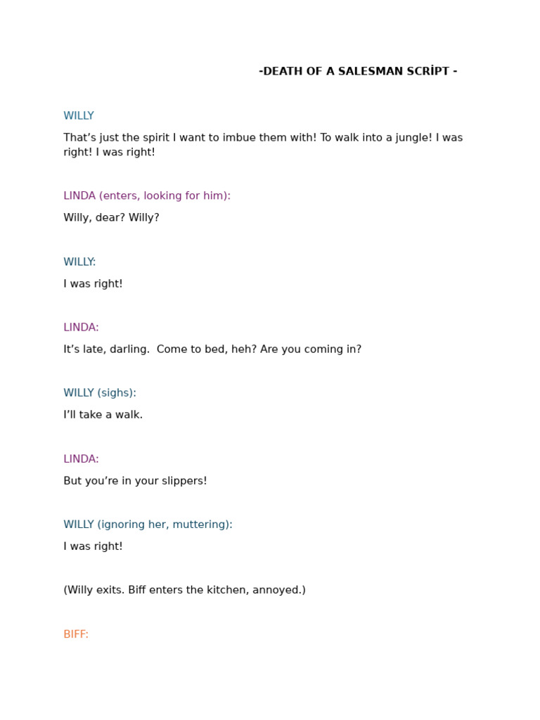 Death of a Salesman Play Script | PDF