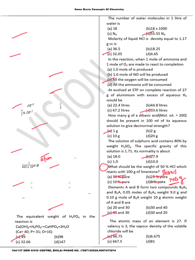 Basic Chemistry Concepts and Calculations | PDF | Mole (Unit) | Sodium