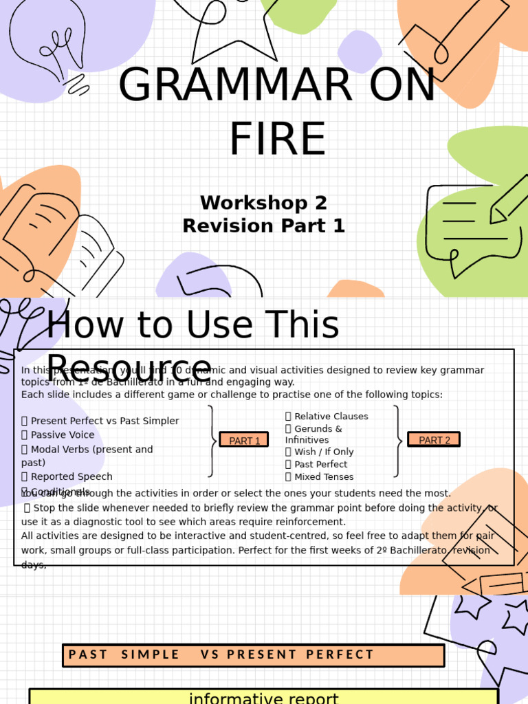 Grammar On Fire: Workshop 2 Revision Part 1 | PDF | Perfect (Grammar ...