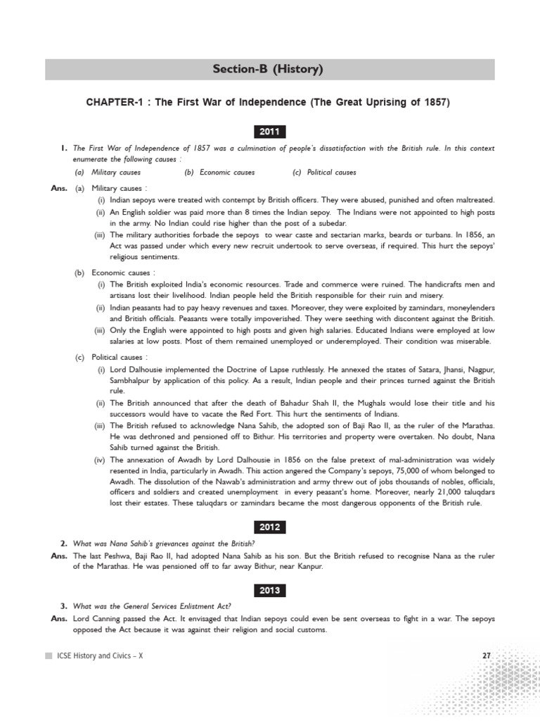 Military Causes of the 1857 Revolt | PDF | Indian Rebellion Of 1857 ...
