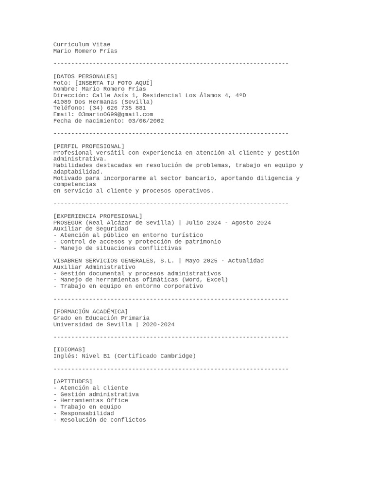 Curriculum Vitae Mario | PDF