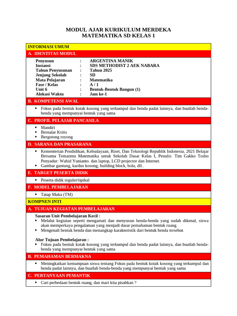 Rpp Bu Manik Mtk Bab 6 | PDF