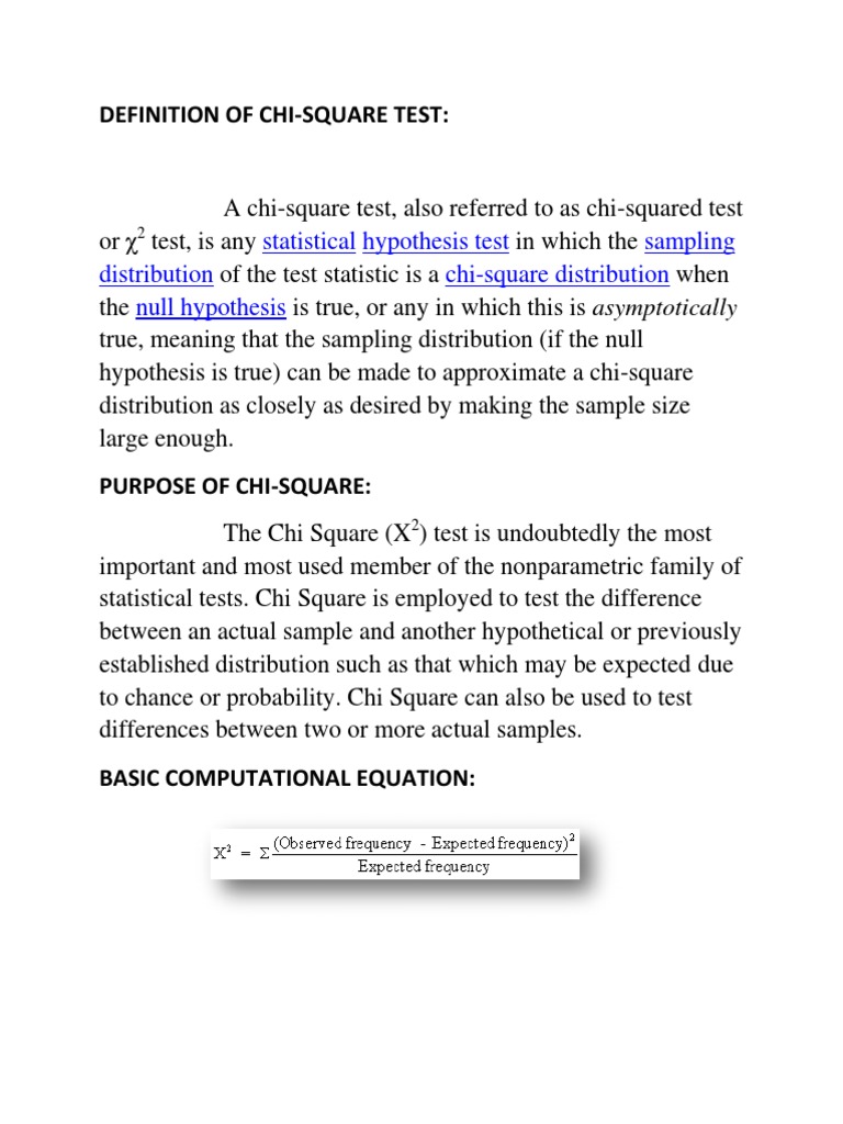 Definition of Chi-Square Test | PDF | Chi Squared Distribution | Chi ...