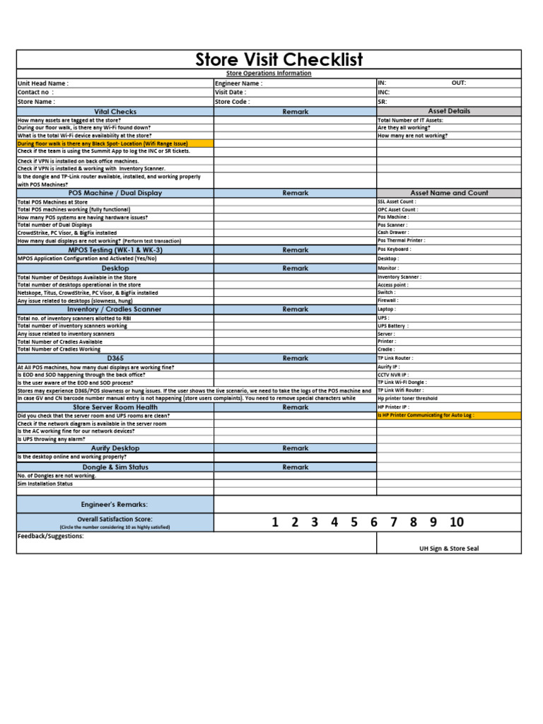 Store IT Asset and Wi-Fi Assessment Checklist | PDF | Point Of Sale ...