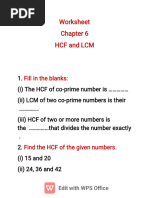 HCF and LCM Worksheet - Class | PDF