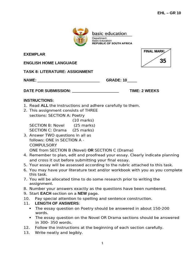 Lit Assignment Department 2025 | PDF | Poetry | Argument