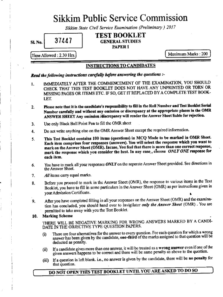 Under Secretary Preliminary Examinations Paper I - 250806 - 180025 | PDF