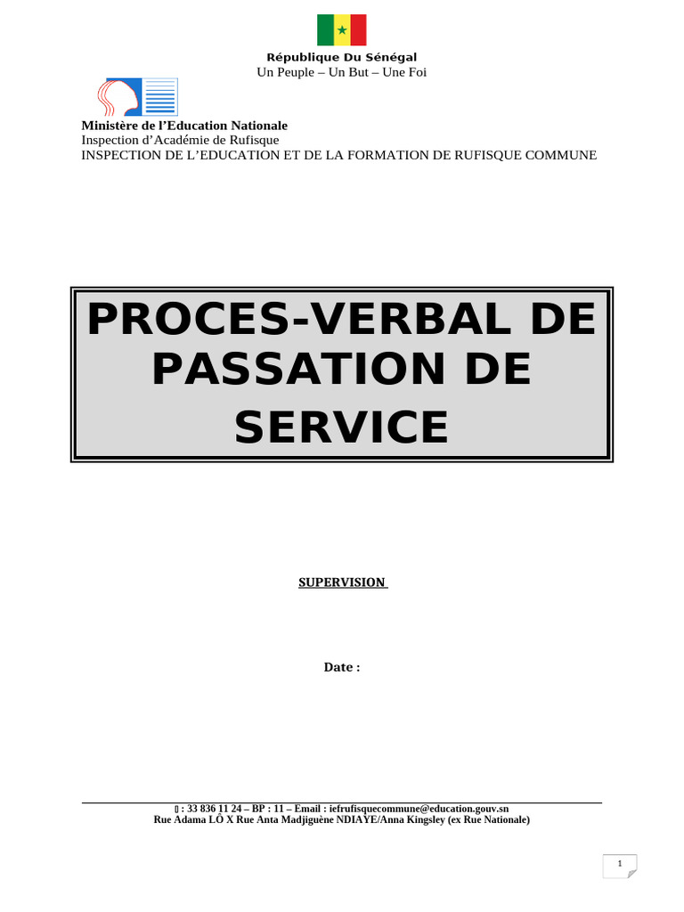 Procès-Verbal de Passation de Service | PDF