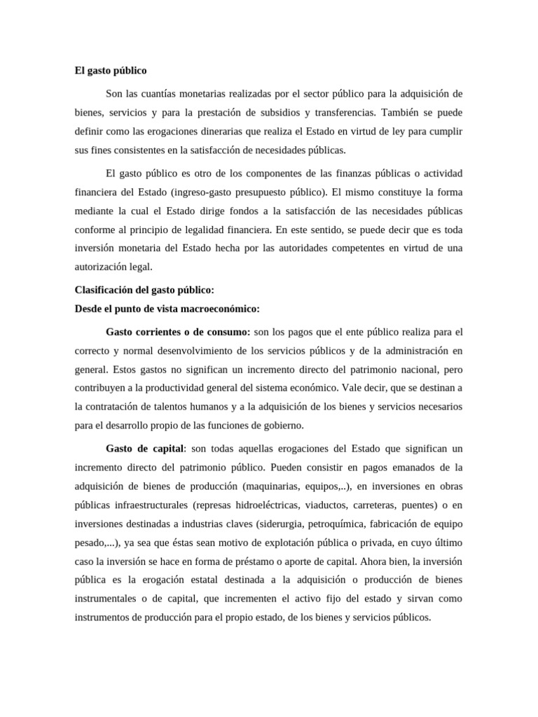Clasificación y límites del gasto público | PDF | Presupuesto | Gastos ...