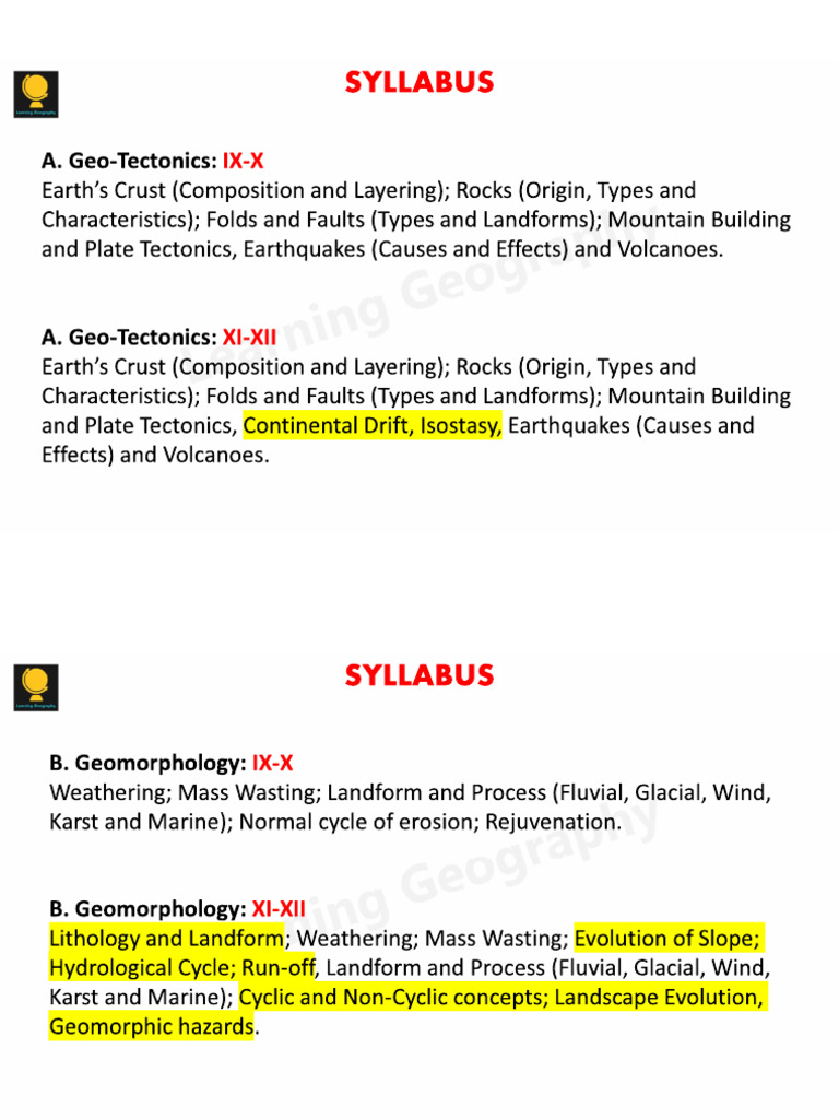 SLST Geography Syllabus Overview | PDF | Geomorphology | Nature