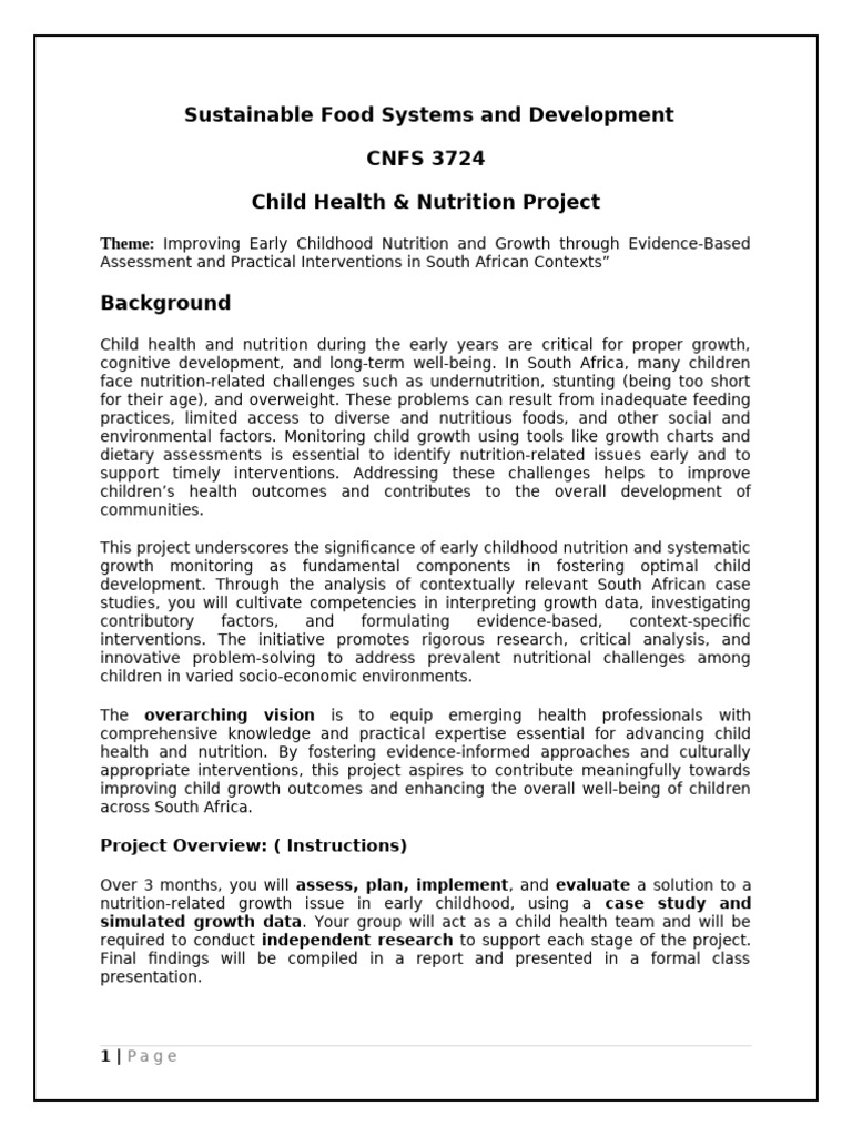 Child Health Project CNFS | PDF | Malnutrition