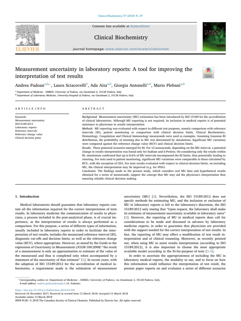 Measurement Uncertainty in Laboratory Reports - A Tool For Improving ...