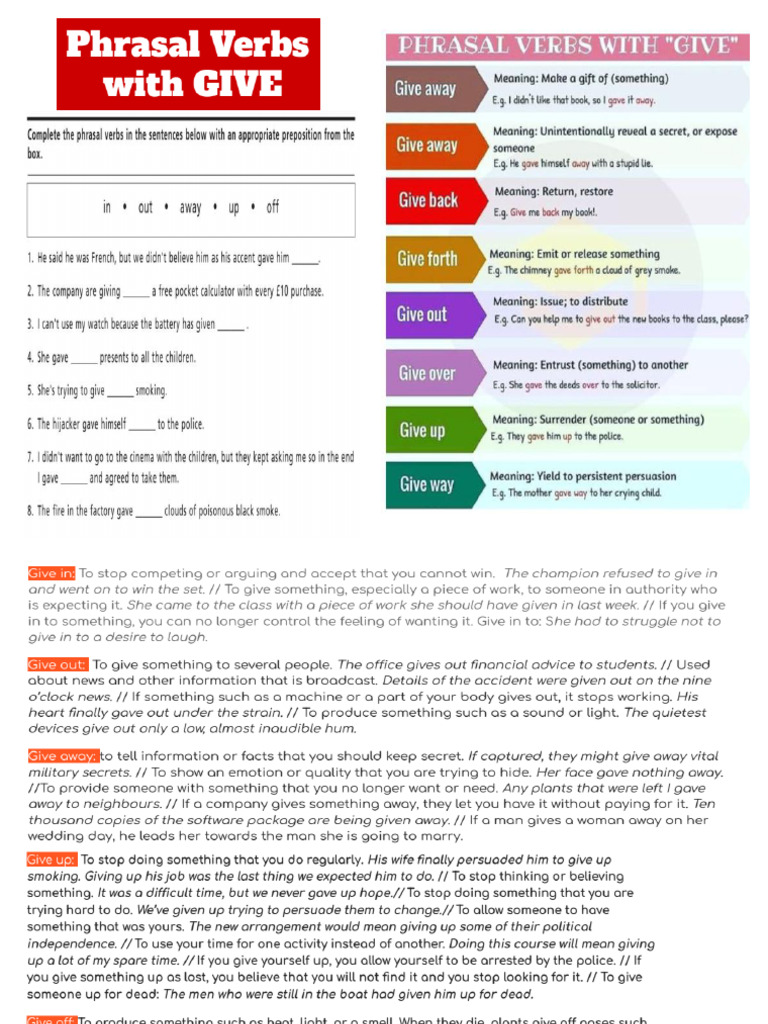 GIVE-Phrasal Verbs | PDF