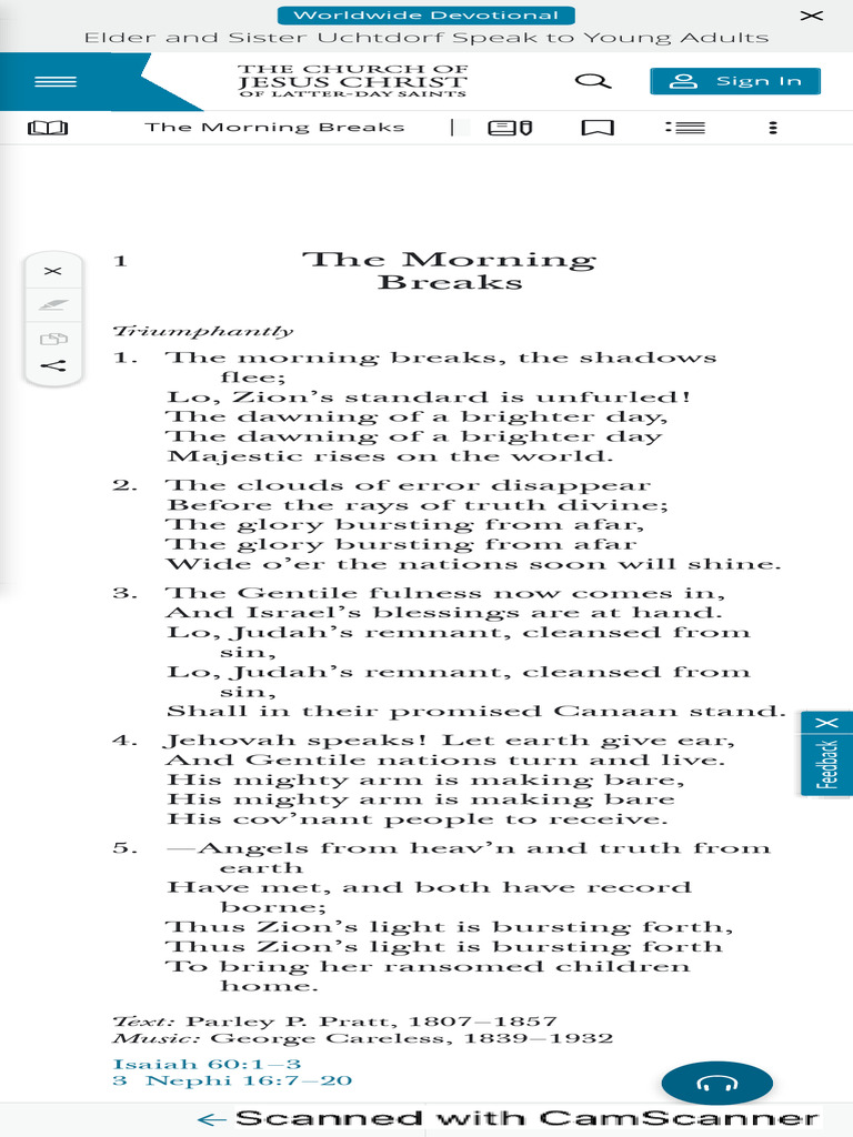 The Morning Breaks Hymn Lyrics | PDF