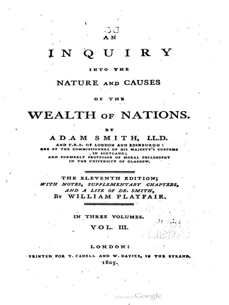 Adam Smith An Inquiry Into The Nature and Causes of The Wealth of ...