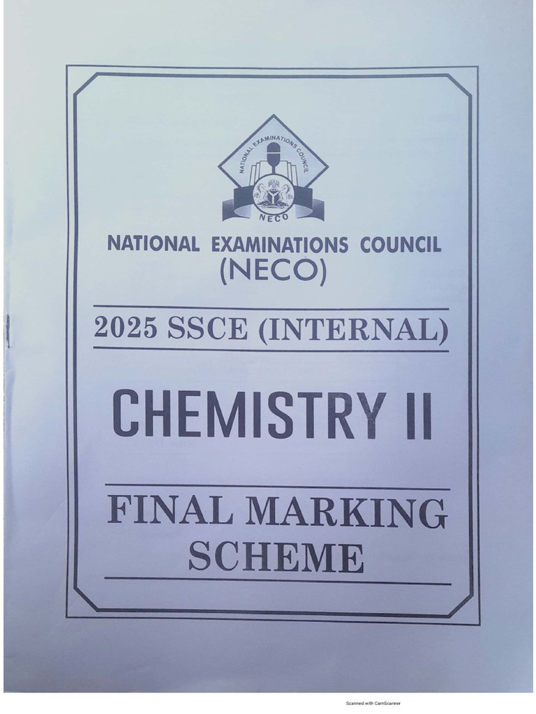 2025 NECO Chemistry Theory Marking Scheme | PDF