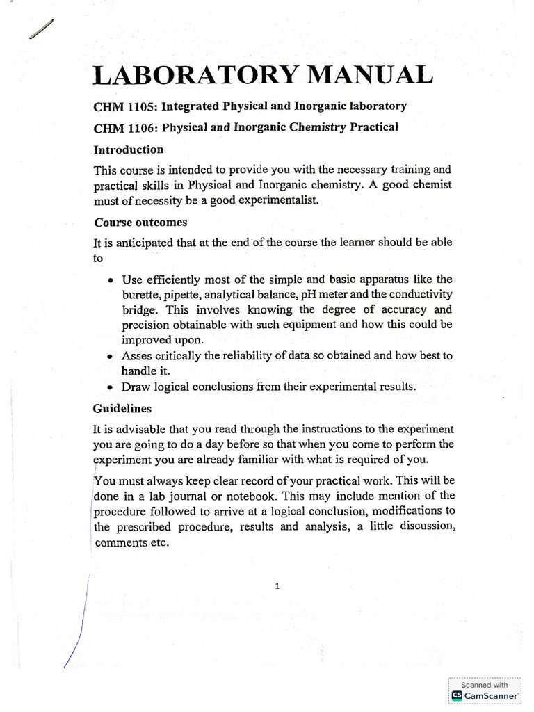 Chemistry Laboratory Manual | PDF