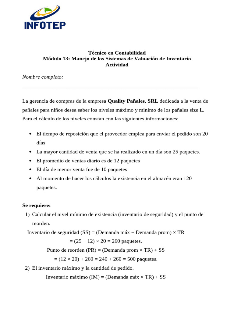 COMP - actiVIDAD - Punto de Rorden, Inventario Minimo | PDF