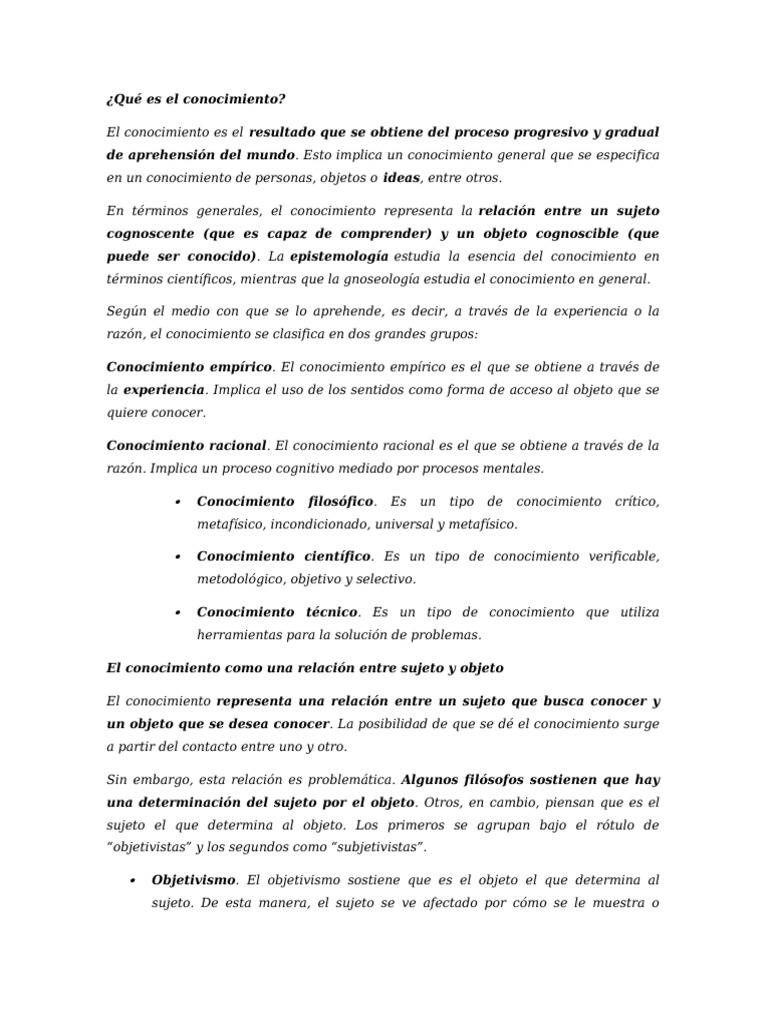 Tipos y fuentes del conocimiento humano | PDF | Conocimiento | Experiencia