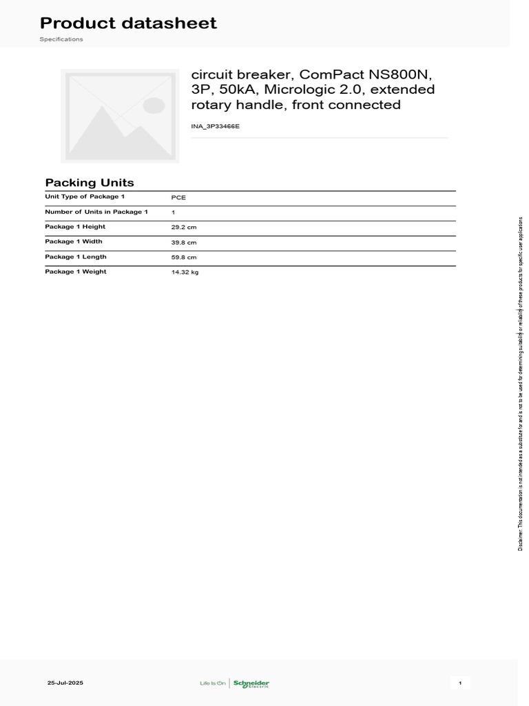 Schneider Electric Compact-NS-630A INA 3P33466E | PDF