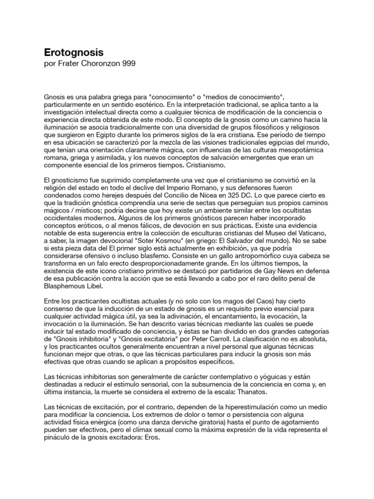 Frater Choronzon 999 - Erotognosis | PDF | Orgasmo | Gnosticismo
