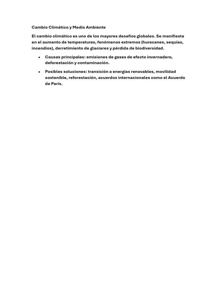 Cambio Climático y Medio Ambiente N | PDF