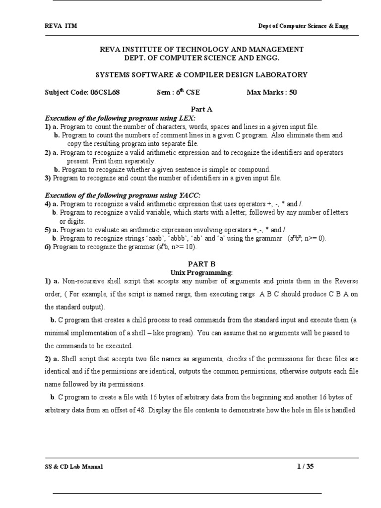 System Programming Lab CSE | PDF | Command Line Interface | Parsing