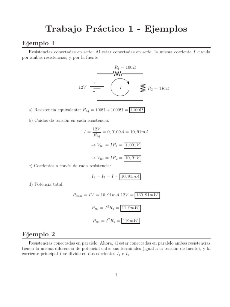 TP1 - Ejemplos 2024 | PDF | Resistencia Eléctrica y Conductancia ...