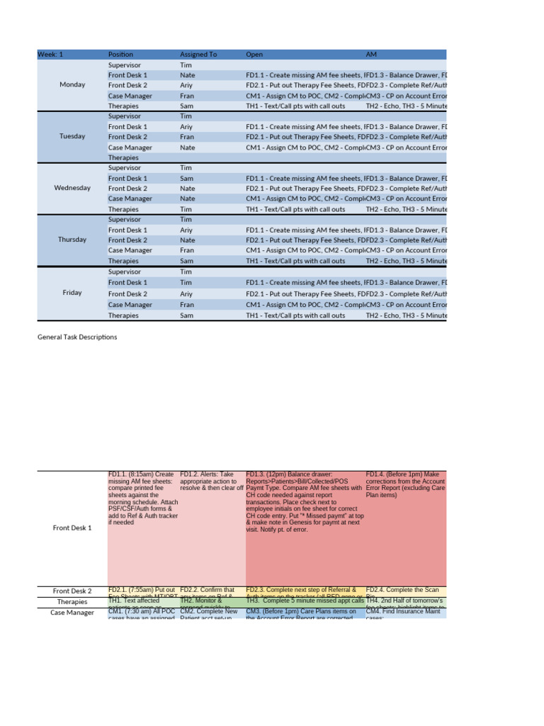 Schedule Assignment Template | PDF