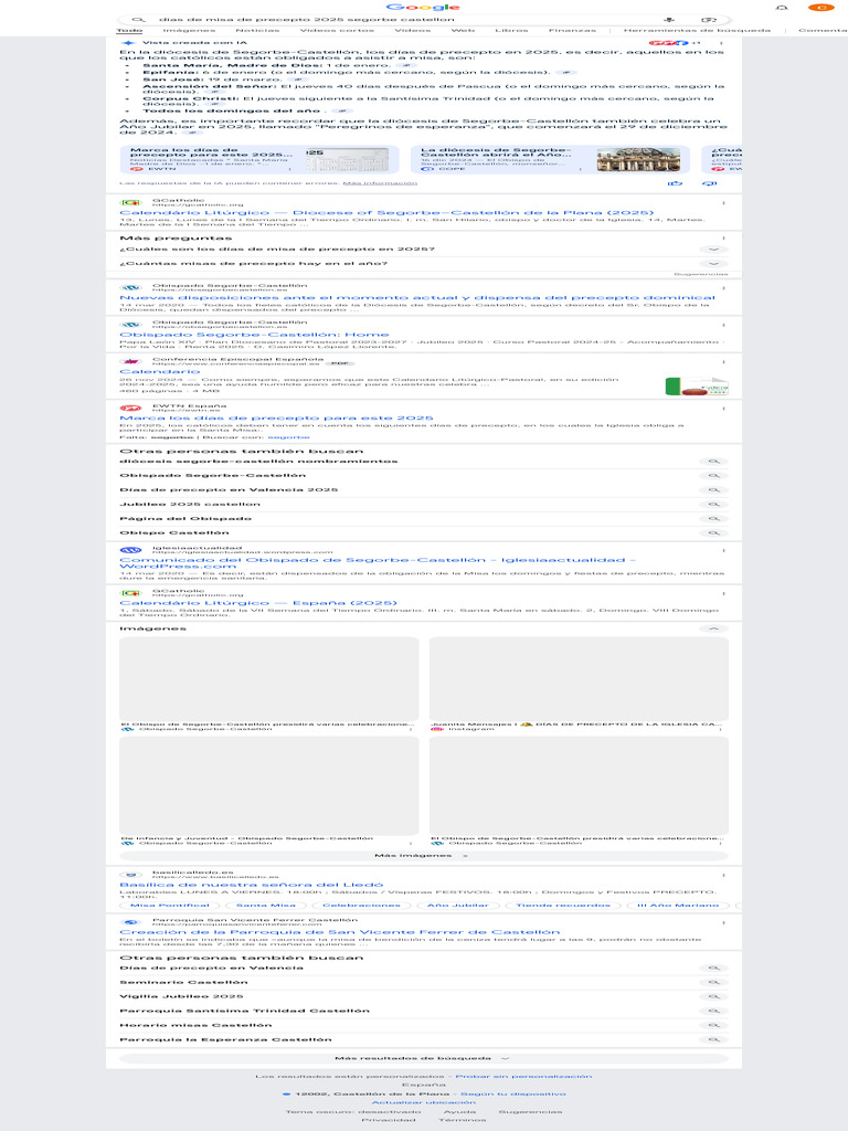Dias de Misa de Precepto 2025 Segorbe Castellon - Buscar Con Google ...