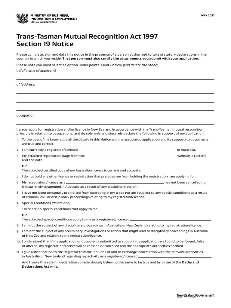 1 3a Ttmra Statutory Declaration Form For Online Applications | PDF | License | Justice