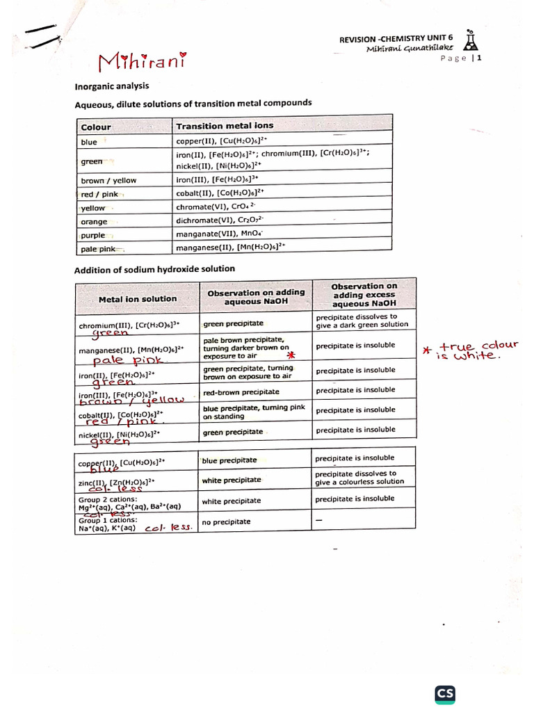 Revision U6 Handout 1 | PDF