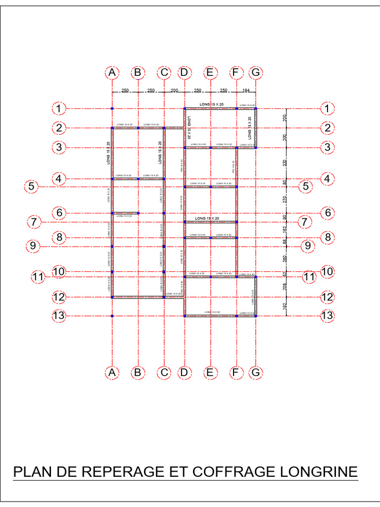 Plan de Reperage Et Coffrage Longrine | PDF