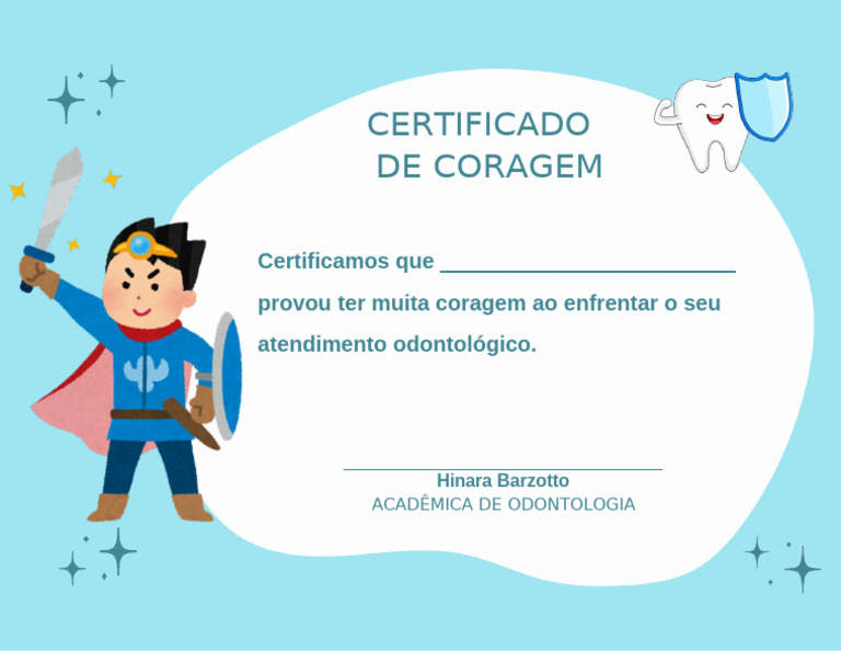 Certificado de Coragem Dentista Azul PDF | PDF