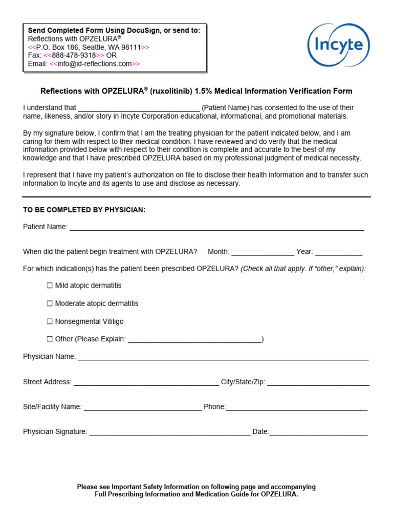 INC REF Medical Information Verification Form MAT-OPZ-02552 | PDF ...