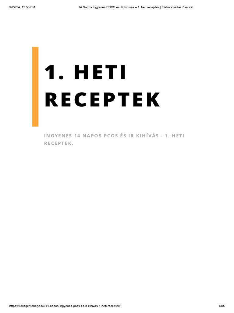 14 Napos Ingyenes PCOS És IR Kihívás - 1. Heti Receptek - Életmódváltás ...