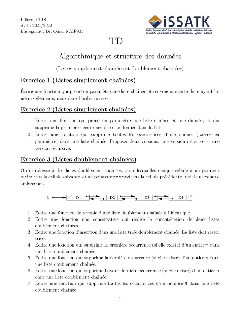 TD1 Liste Chainees | PDF