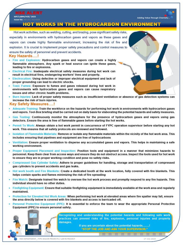 Hot Work Safety in Hydrocarbon Environments | PDF | Firefighting | Fires