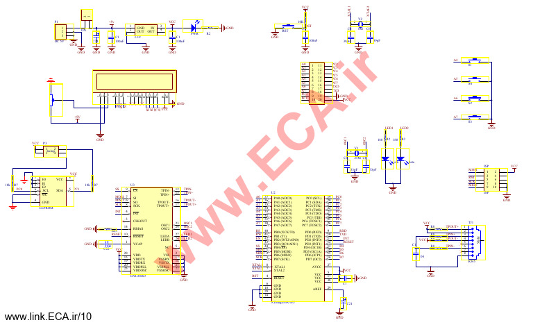Circuit Diagram for ATmega16A Design | PDF