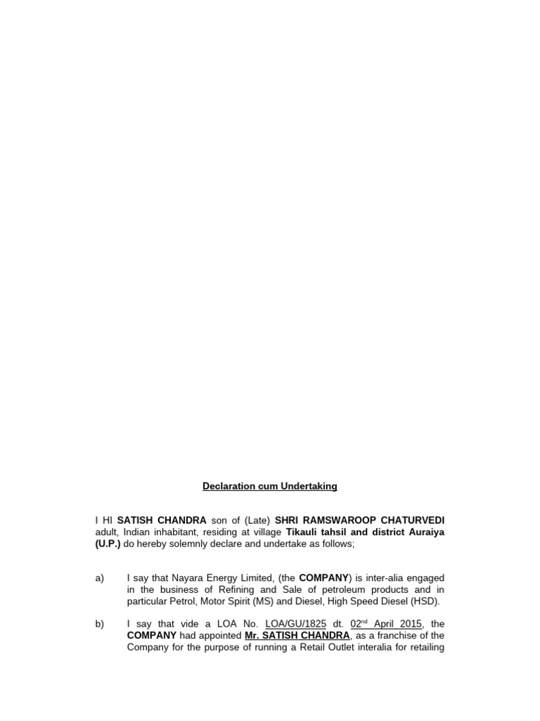 Declaration Cum Undertaking Outgoing Partners Stamp Paper-Edited123 ...