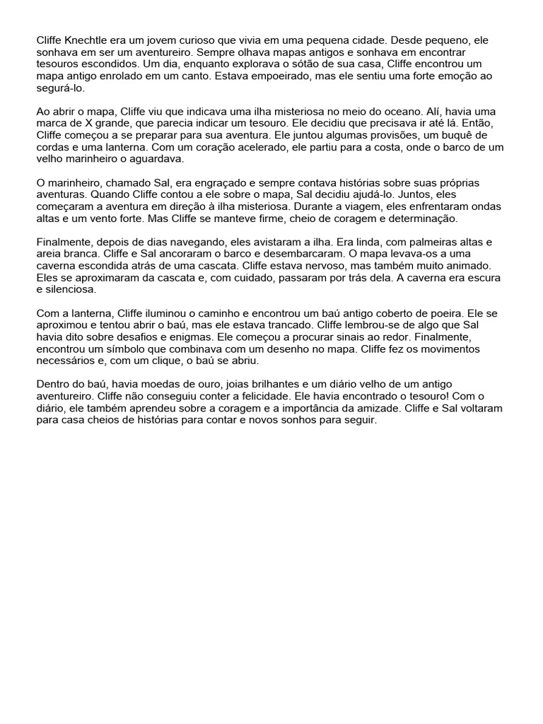 Aventura de Cliffe e o Tesouro Escondido | PDF