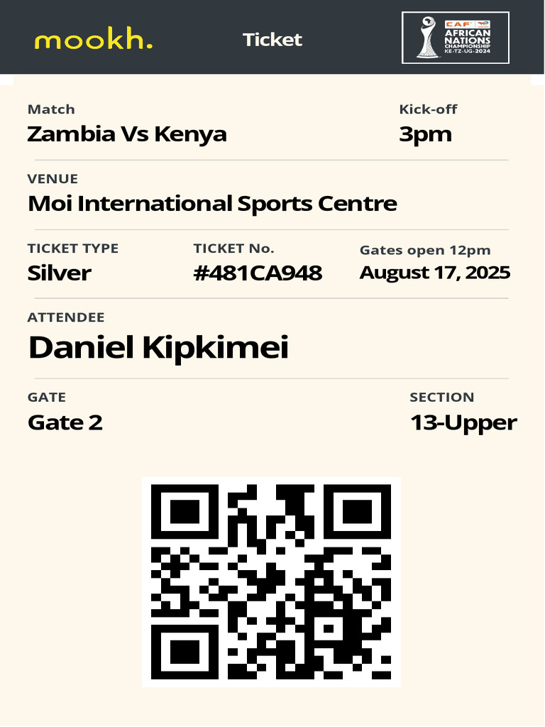 Zambia vs Kenya Ticket Information | PDF