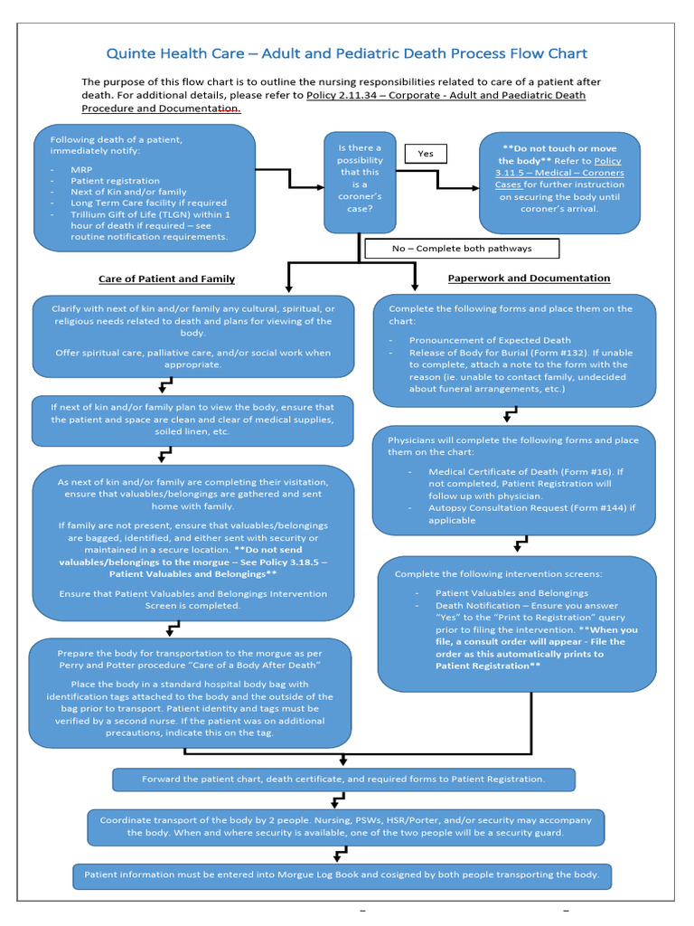 Death Process Flow Chart for Healthcare | PDF | Pediatrics | Public ...