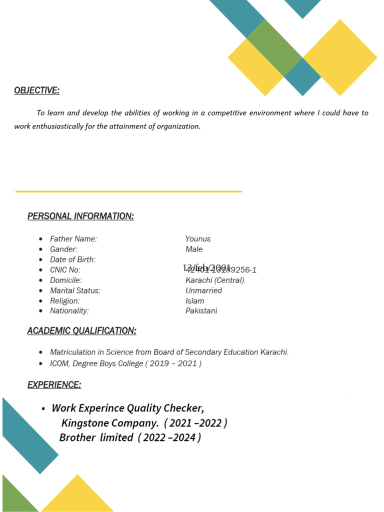 Objective:: - Work Experince Quality Checker, Kingstone Company. (2021 ...