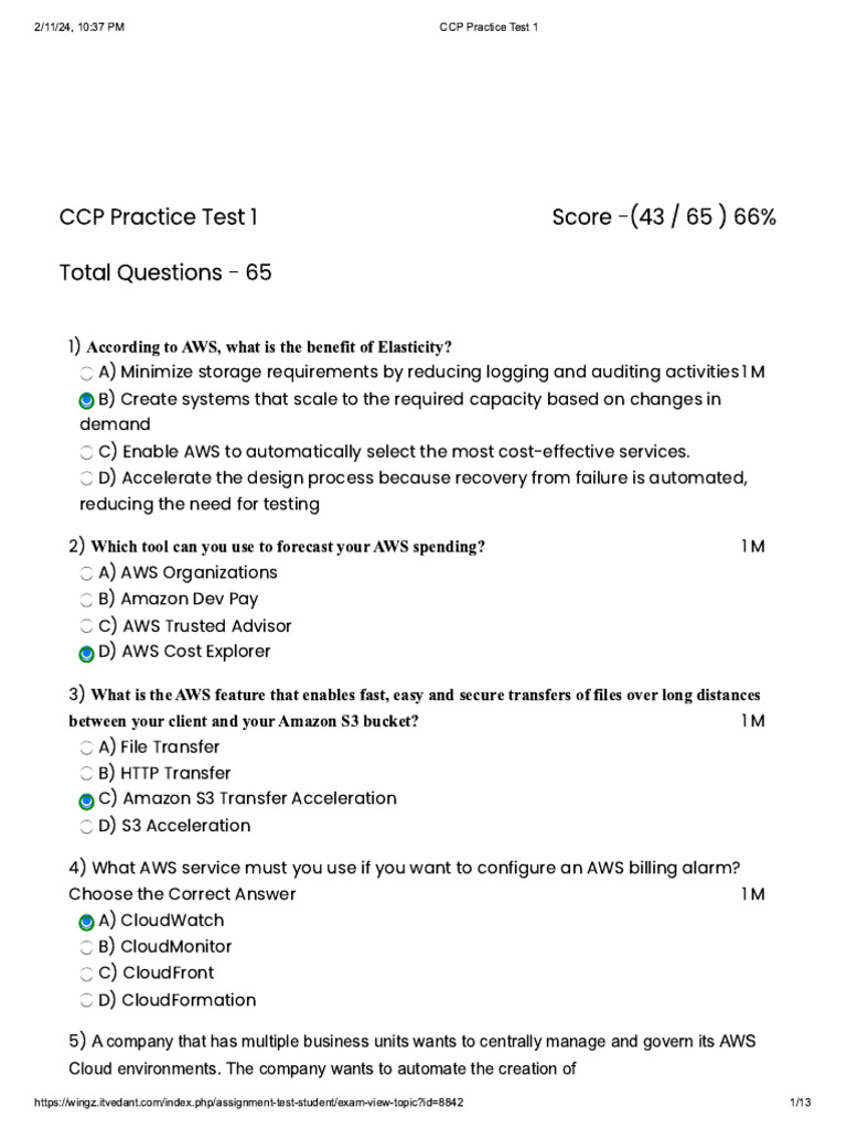 AWS Practice Test 1 | PDF