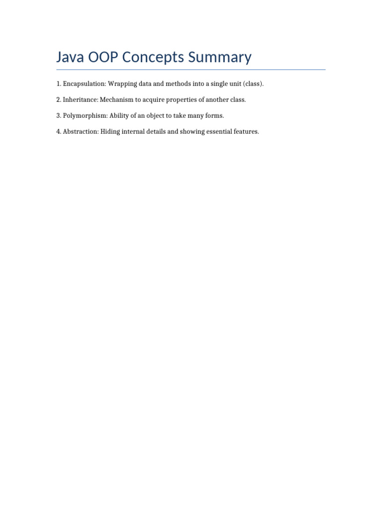 Java OOP Concepts Explained | PDF